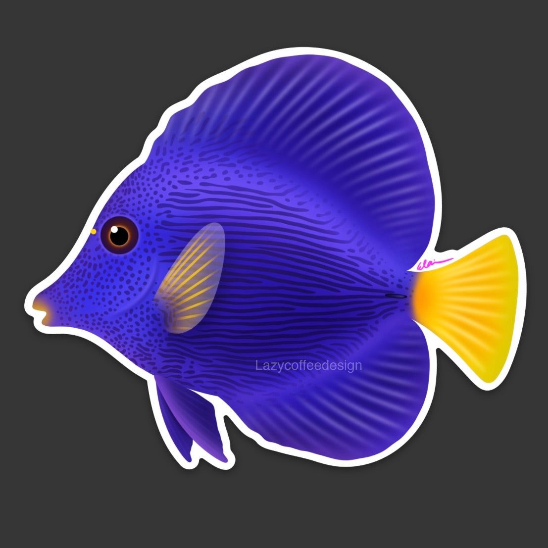 Purple Tang sticker – lazycoffeedesign
