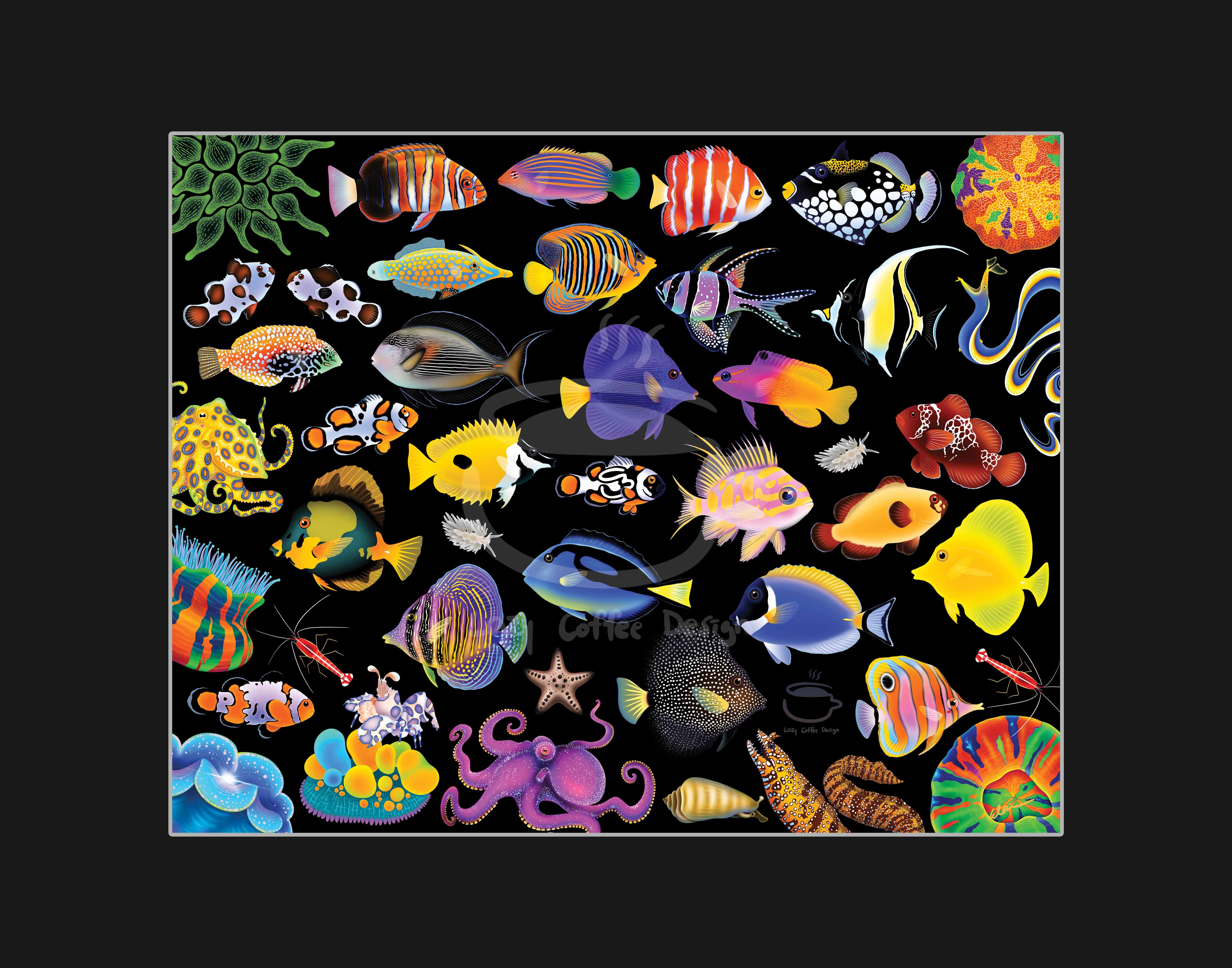 “Reeftopia” Fine Art Print for Saltwater Reef Tank Lover – lazycoffeedesign