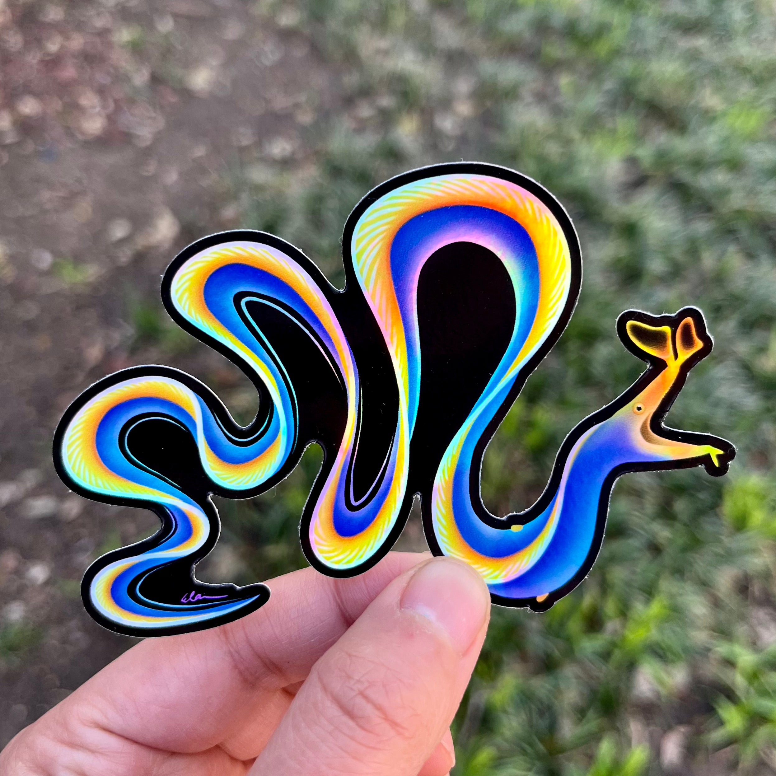 Blue Ribbon Eel Sticker / Holographic – lazycoffeedesign